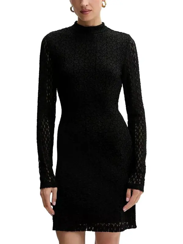 Bardot Textured High-neck Mini Dress - Black