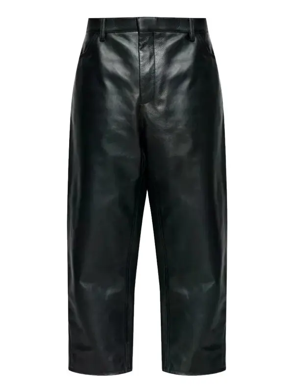 JIL SANDER Leather Trousers With Pockets - Black