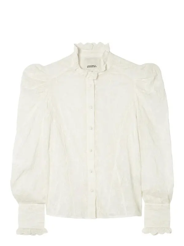Isabel Marant Zorica Ruffled Embroidered Cotton And Silk-blend Voile Blouse - White
