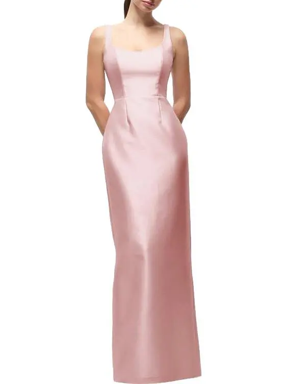 Alfred Sung Julian Satin Twill Gown - Ballet Pink