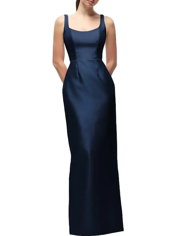 Alfred Sung Julian Satin Twill Gown - Midnight