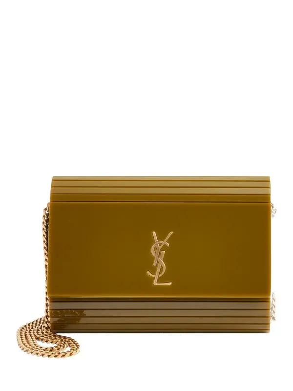 Saint Laurent Mini Vicky Plexiglas Minaudiere - Khaki