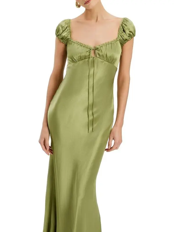 Bardot Stasia Satin Maxi Dress - Khaki