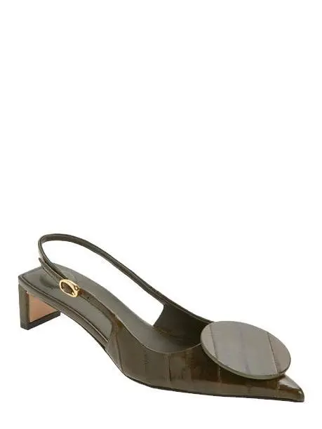 Jacquemus Les Duelo Mismatched Kitten Heel Slingback Pumps - Dark Khaki 580
