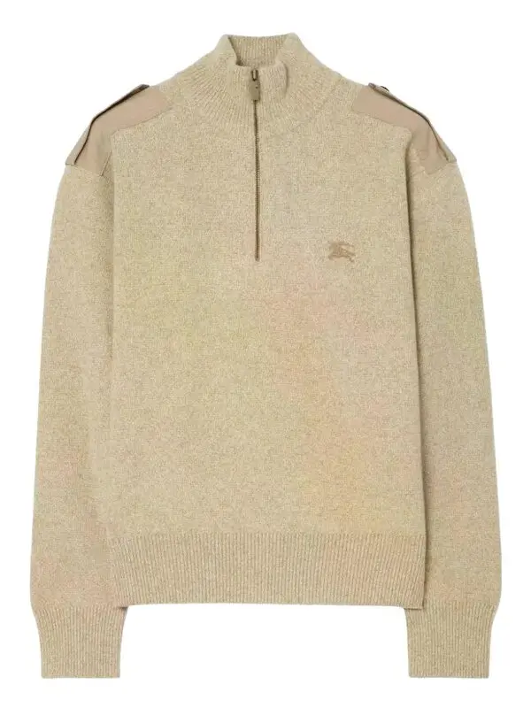 Burberry Funnel-neck Equestrian Sweater - Neutrals