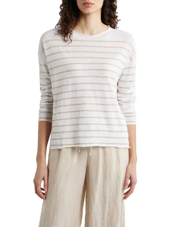 Eileen Fisher Organic Linen And Cotton Crewneck Relaxed Sweater - Undyed Natural