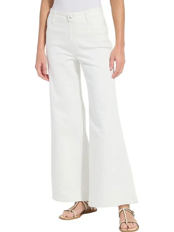 Lyssé Iris Flat Front Wide Leg Jeans - Ecru White