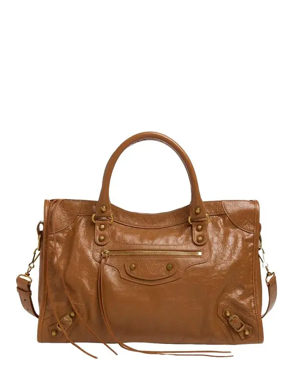 Balenciaga Medium Le City Crinkled Leather Tote - 2630 Camel