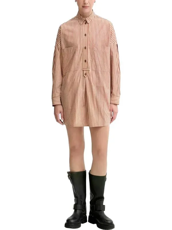 SESSUN Striped Mini Shirt Dress - Neutrals
