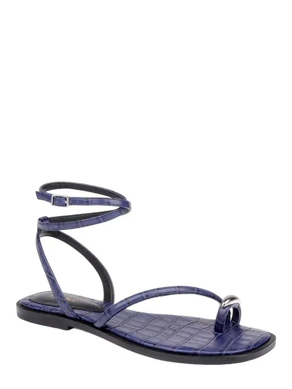 L'Agence Mariana Ankle Strap Sandal - Midnight Croco Embossed