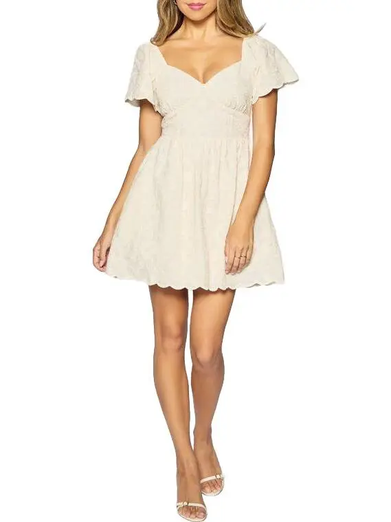 LOST + WANDER Embroidered Fit-and-flare Mini Dress - Cream