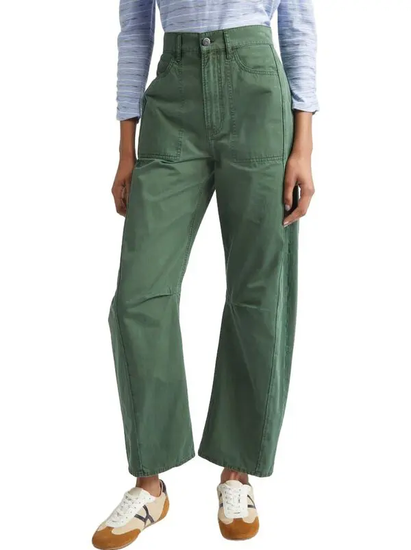 Veronica Beard High-waisted Barrel Leg Pants - Dark Hunter Green