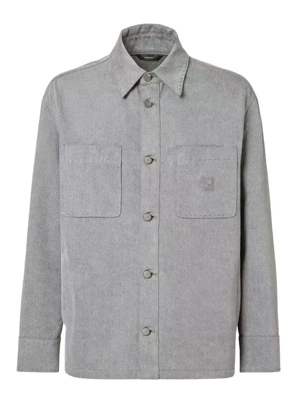 Fendi Embroidered Denim Shirt - Grey