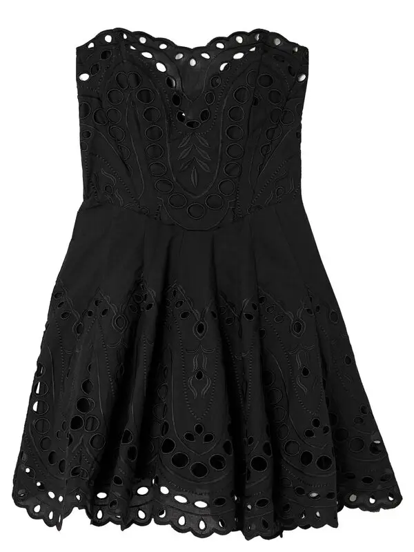 Charo Ruiz Ibiza Bail Broderie Anglaise Cotton-blend Mini Dress - Black