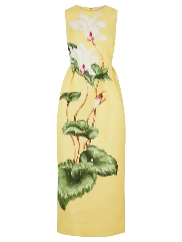 Oscar De La Renta Printed Faille Gown - Yellow