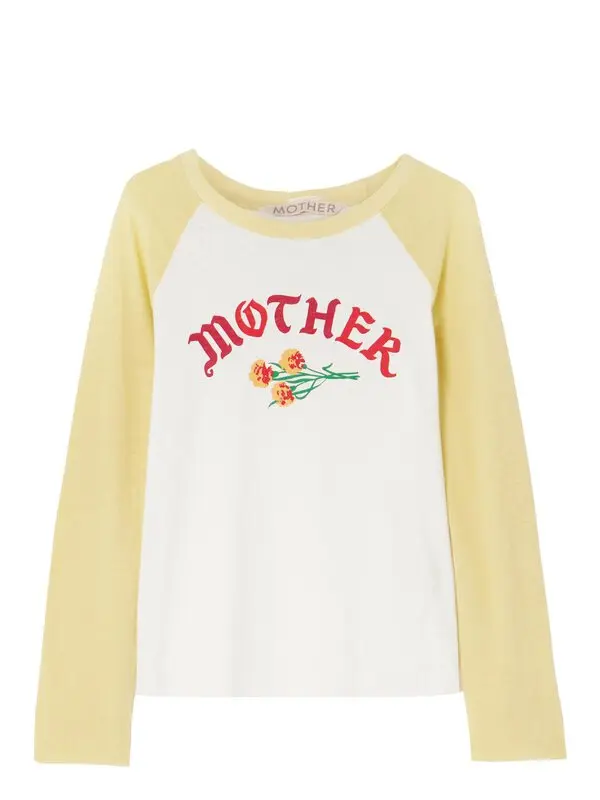 MOTHER Printed Cotton-blend Jersey T-shirt - Yellow