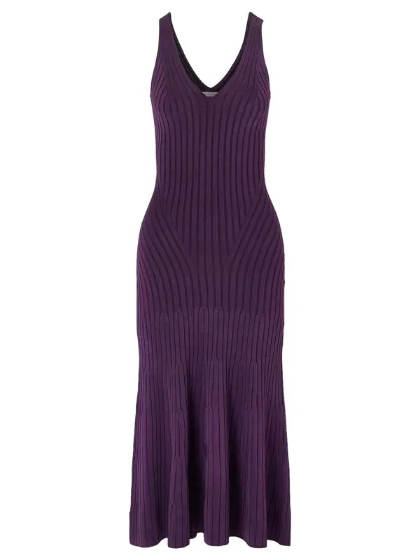 Adam Lippes Twyla Ribbed-knit Midi Dress - Burgundy