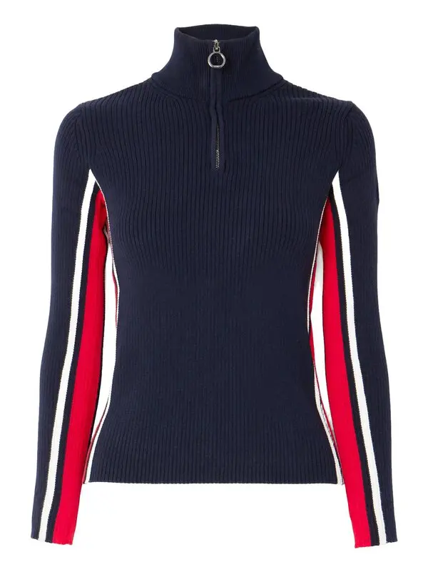 Fusalp Deltanao Striped Ribbed-knit Half-zip Sweater - Blue