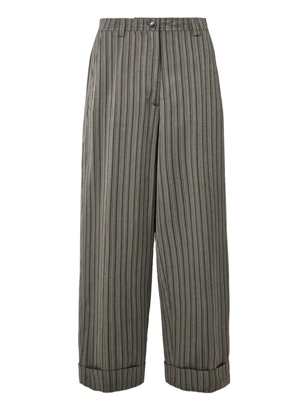 Dries Van Noten Striped Ribbed Wide-leg Pants - Gray