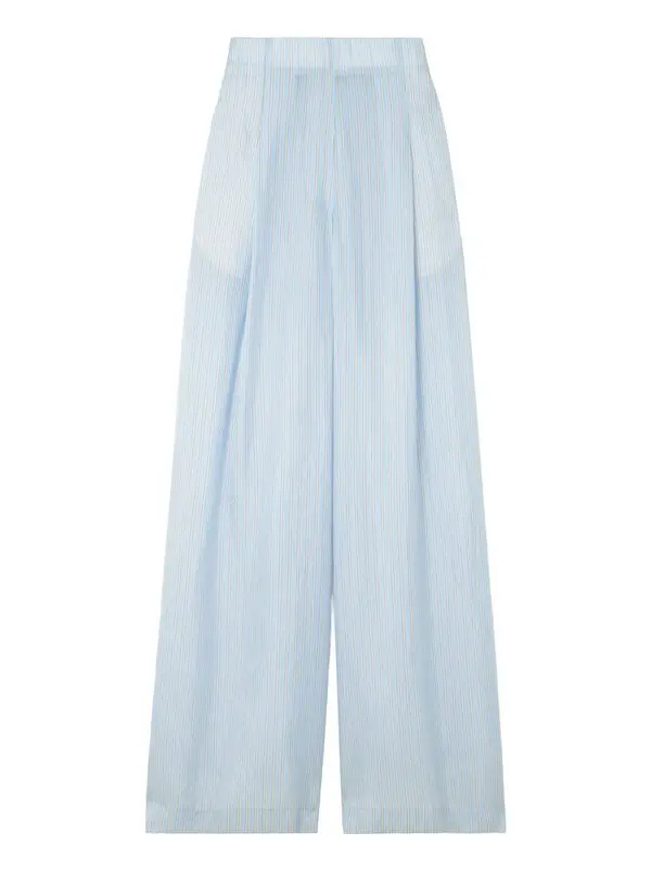 Dries Van Noten Striped Satin-crepe Wide-leg Pants - Blue