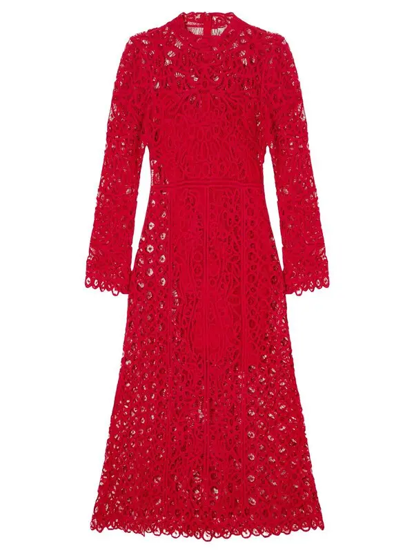 Sea Adelina Guipure Lace Maxi Dress - Red