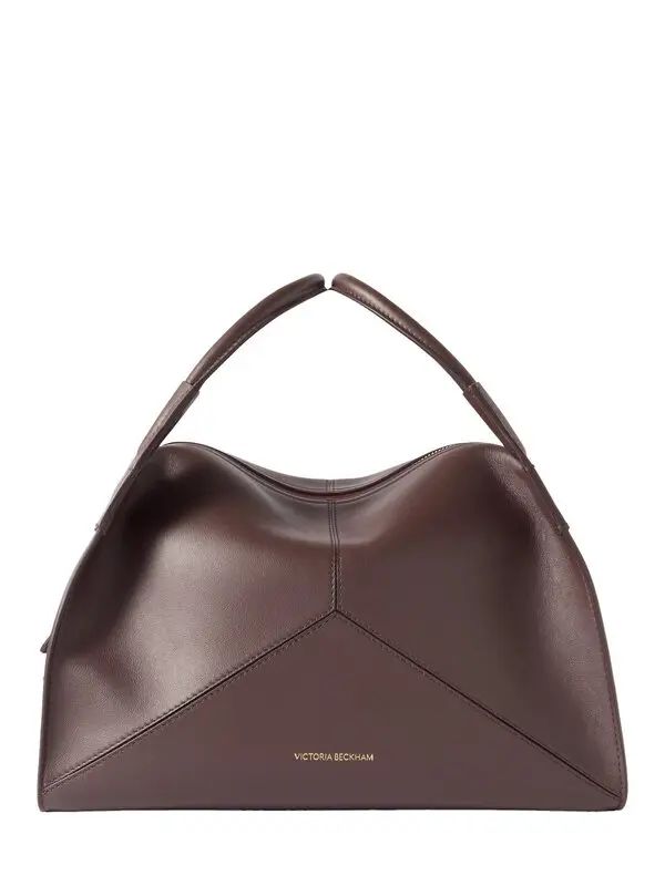 Victoria Beckham Plié Paneled Leather Tote - Burgundy
