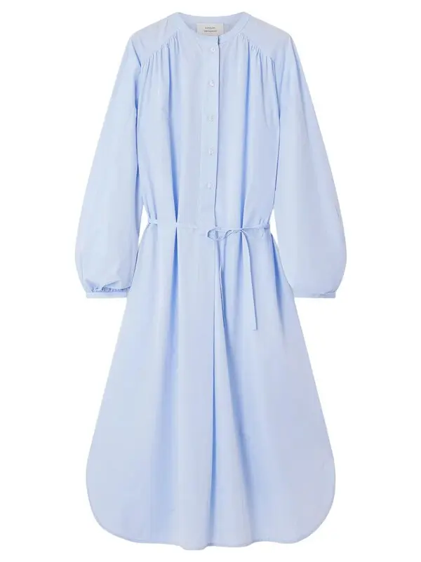 Loulou De Saison Vitti Oversized Belted Cotton-poplin Midi Dress - Blue