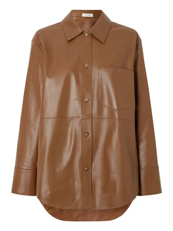 JOSEPH Penna Leather Shirt - Brown