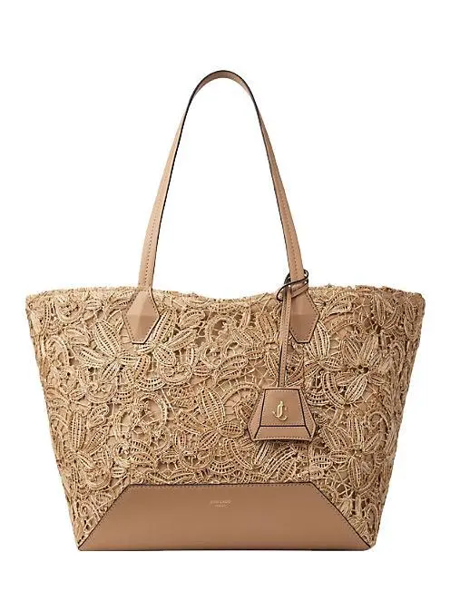 JIMMY CHOO Woven Leather Tote Bag - Natural/gold