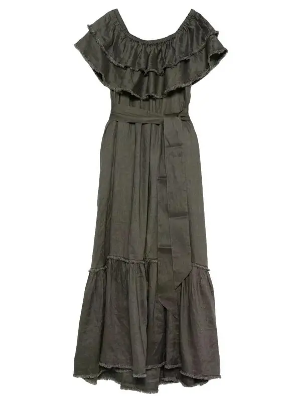 P.a.r.o.s.h Belted Maxi Dress - Grey