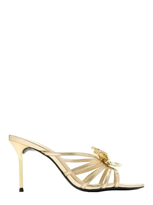 Schutz Flora Flower-detail Heeled Sandals - Gold