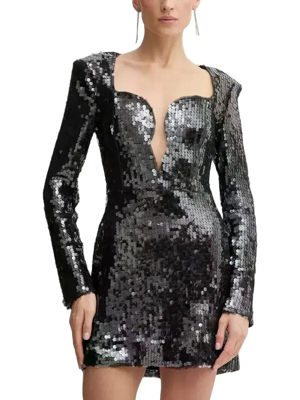 Bardot Sequin-embellished Mini Dress - Black