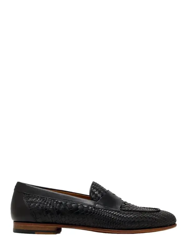 Magnanni Woven Penny Loafers - Black