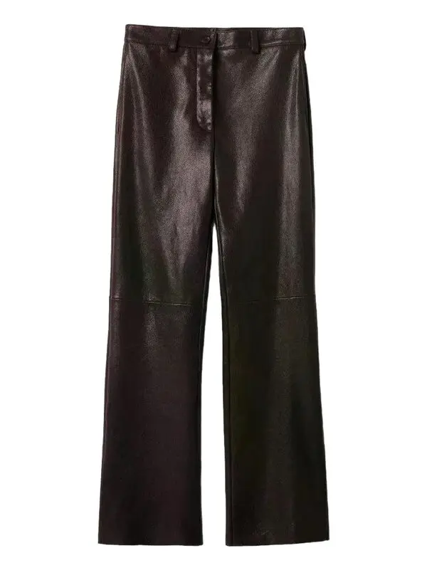 Miu Miu Relaxed Fit Leather Trousers - Brown