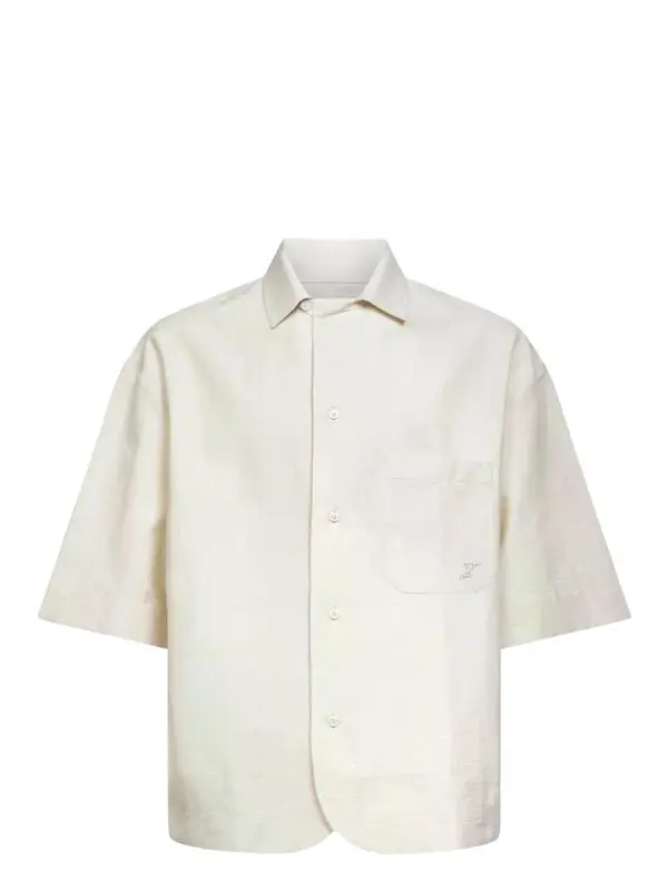 Jacquemus Grosgrain Logo Patch Pocket Shirt - Neutrals