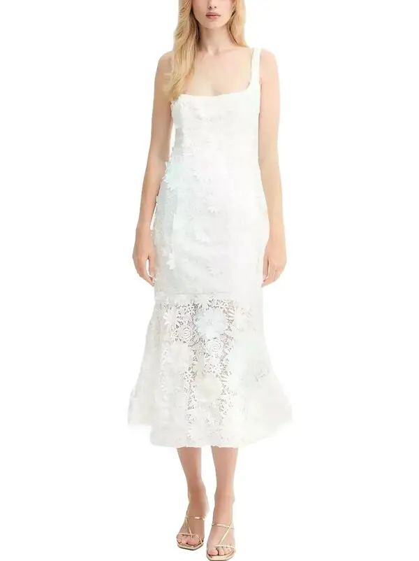 Bardot Floral-lace Midi Dress - White