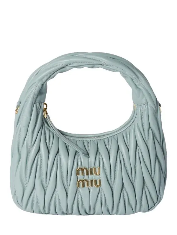 Miu Miu Wander Matelassé Nappa Leather Hobo Bag - Blue