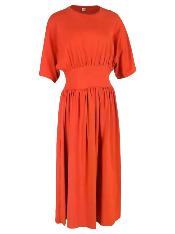 TOTEME Gathered Jersey Midi Dress - Orange