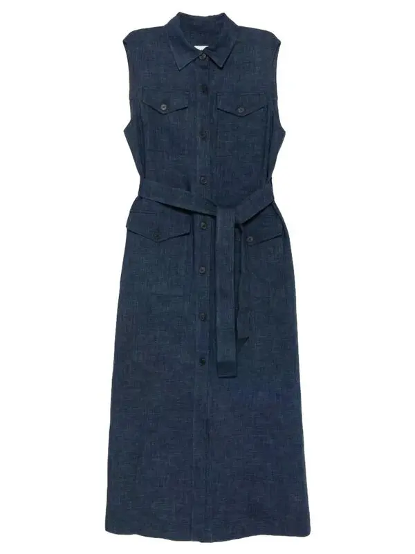 P.a.r.o.s.h Button Belt Maxi Dress - Blue