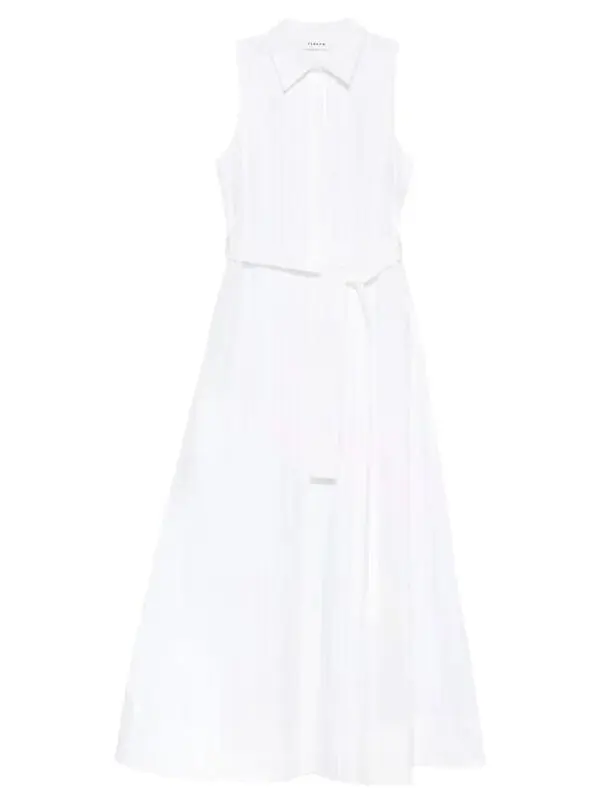 P.a.r.o.s.h Canyox Belted Maxi Shirt Dress - White