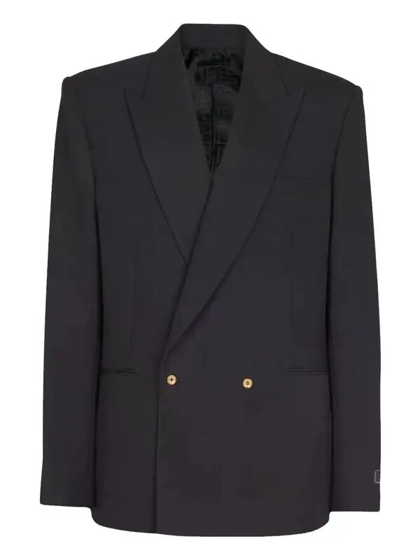 Balmain Double-breasted Wool Blazer - Black
