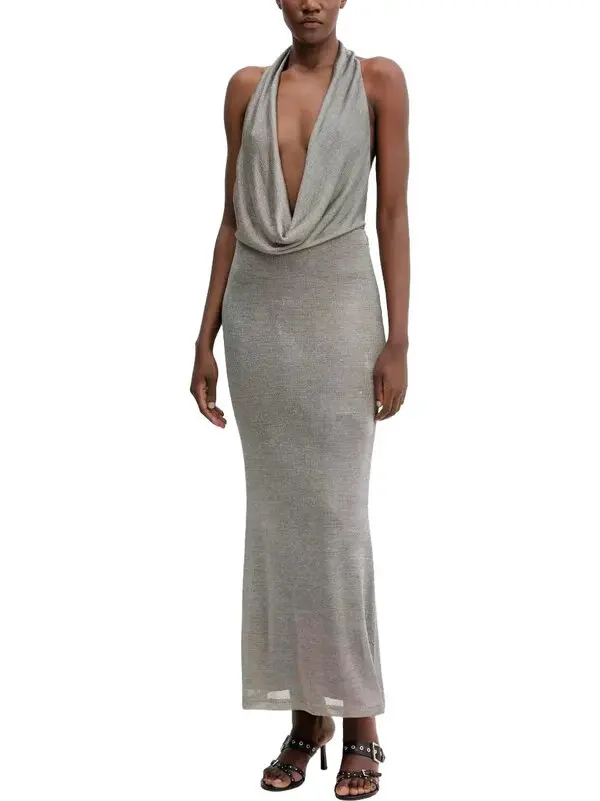 Bardot Halter-neck Maxi Dress - Grey