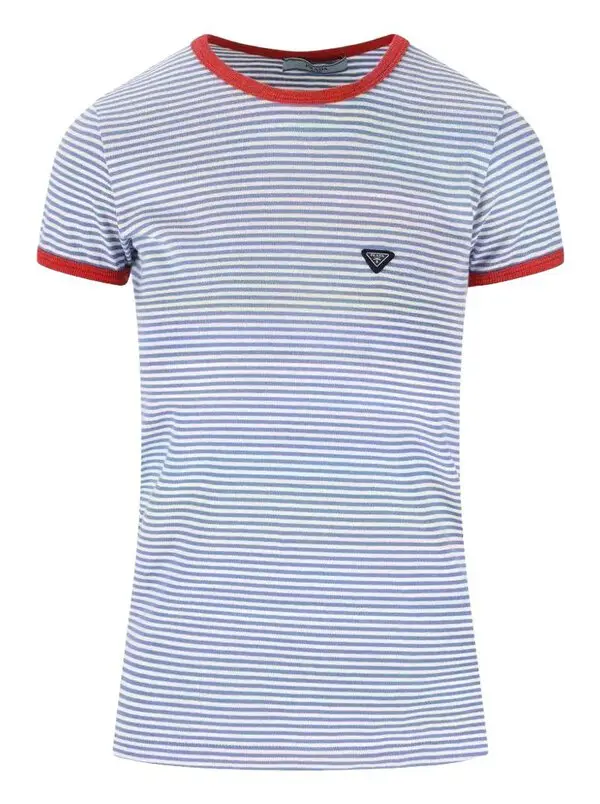 Prada Striped Cotton Top - Blue