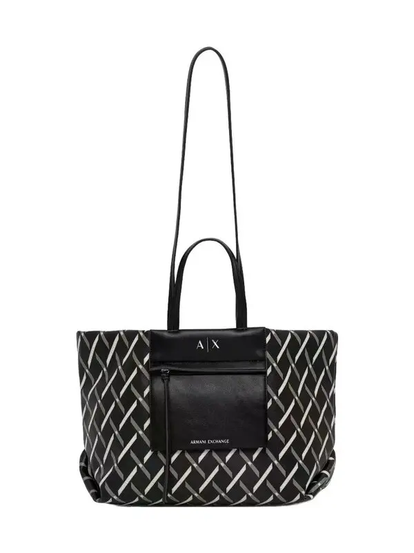 Armani Exchange Patterned Tote Bag - Black