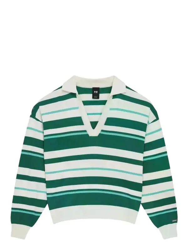 P.E Nation Retreat Striped Sweater - Green