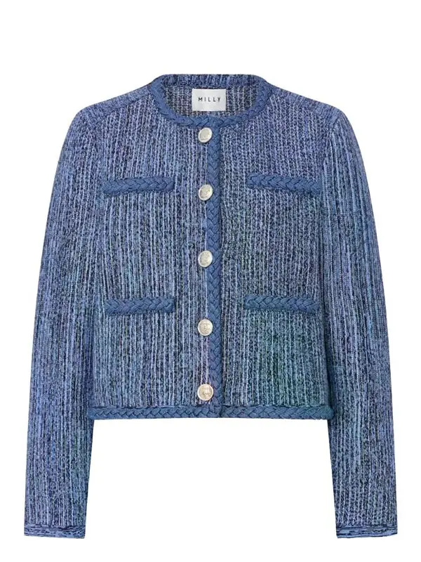 MILLY Shayne Pinstripe Cardigan - Blue