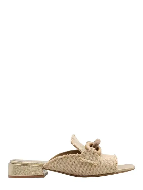 PEDRO GARCIA Enna Burlap Wood-detail Sandals - Neutrals