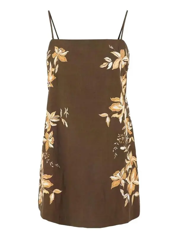 Hemant & Nandita Bota Floral Mini Dress - Brown