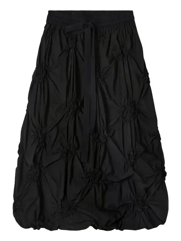LEE MATHEWS Johanna Drawstring Gathered Midi Skirt - Black