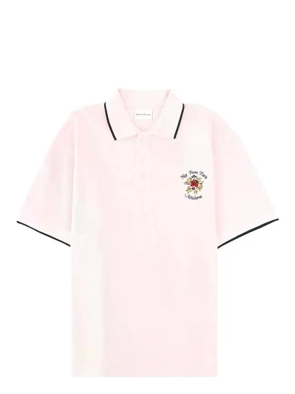 Drole De Monsieur Floral-embroidered Polo Shirt - Pink